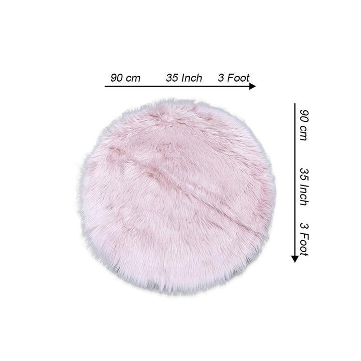 Round Shape Furry Rug (90CM)- Pink – AZ Home